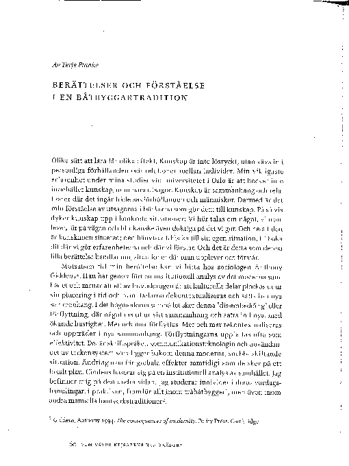(PDF) Berättelser och förståelse i en båtbyggartradition