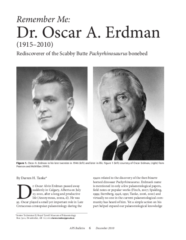 (PDF) Remember Me: Dr. Oscar A. Erdman (1915-2010) - Rediscoverer of ...