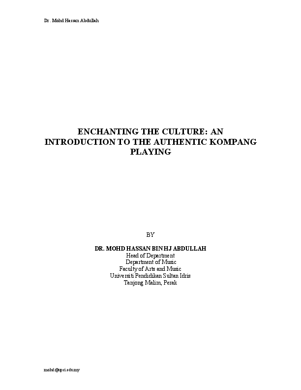 (DOC) ENCHANTING THE CULTURE: AN INTRODUCTION TO THE AUTHENTIC KOMPANG ...