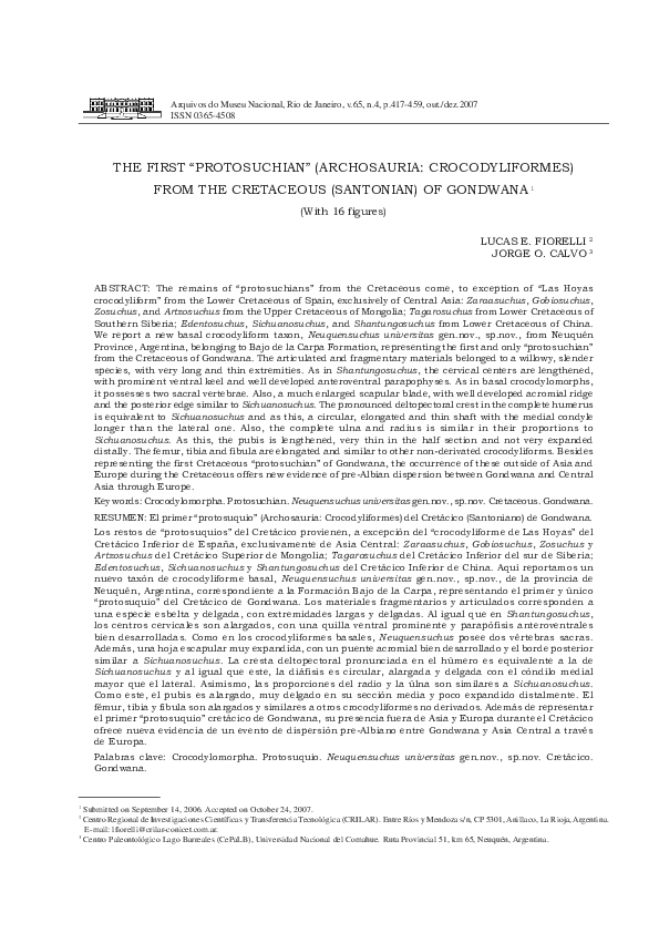(PDF) The first "protosuchian" (Archosauria: Crocodyliformes) from the ...