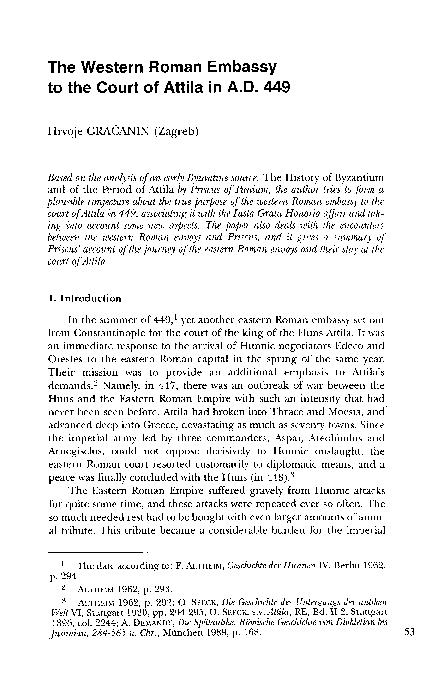 (PDF) The Western Roman Embassy to the Court of Attila in A.D. 449