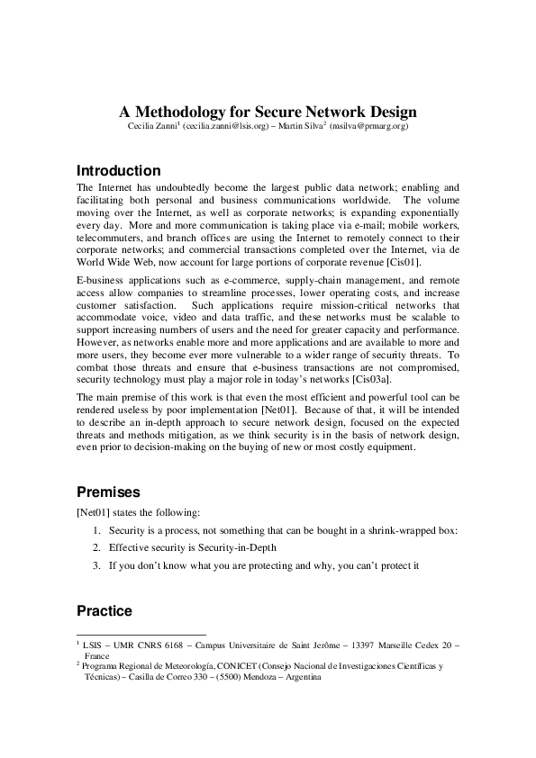 (PDF) A Methodology for Secure Network Design