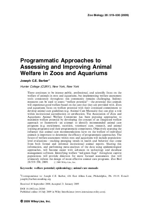 (PDF) Programmatic Approaches to Assessing and Improving Animal Welfare ...