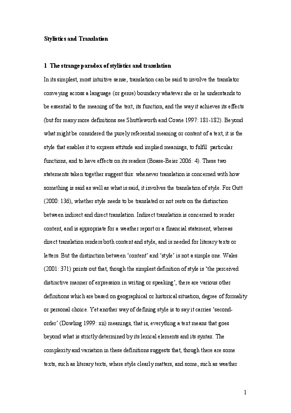 (DOC) Stylistics and Translation