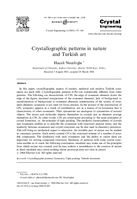 (PDF) Crystallographic patterns in nature and Turkish art