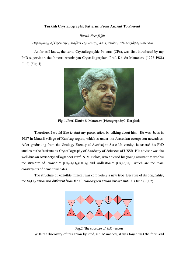 (PDF) Turkish Crystallographic Patterns: From Ancient To Present