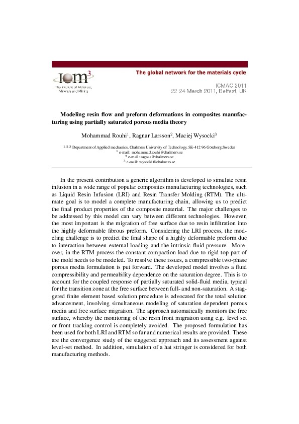 (PDF) Modeling resin flow, preform deformations and residual stresses ...