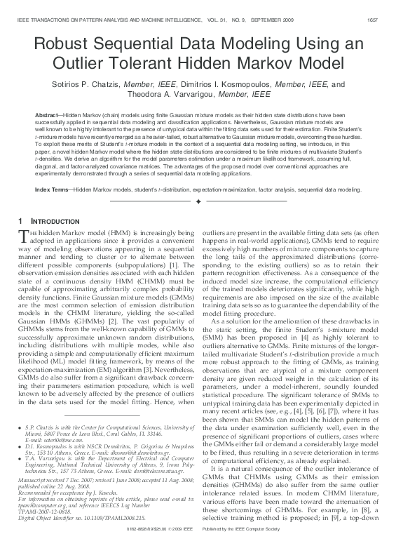 (PDF) Robust Sequential Data Modeling Using An Outlier Tolerant Hidden Markov Model