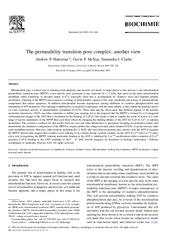 (PDF) The permeability transition pore complex: another view