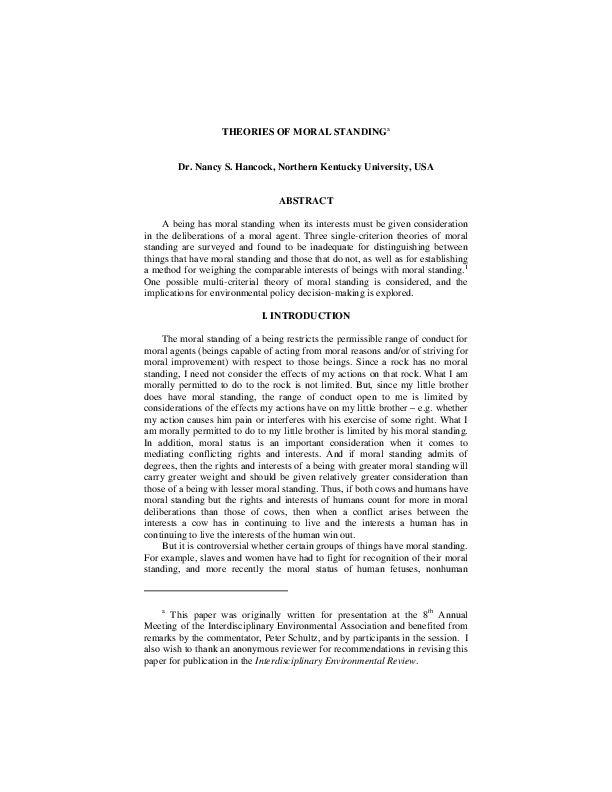 (PDF) Theories of Moral Standing