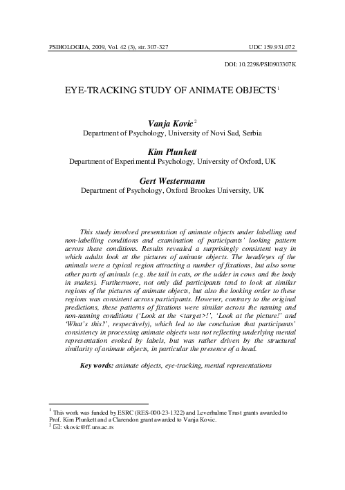 (PDF) Eye-Tracking Study of Animate Objects