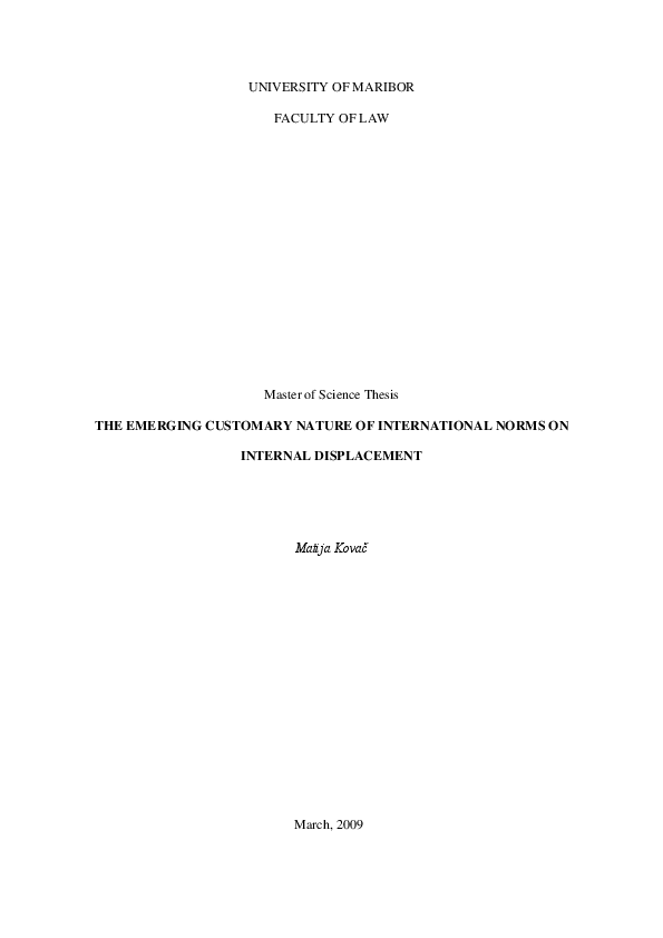 (PDF) Customary Nature of International Norms on Internal Displacement