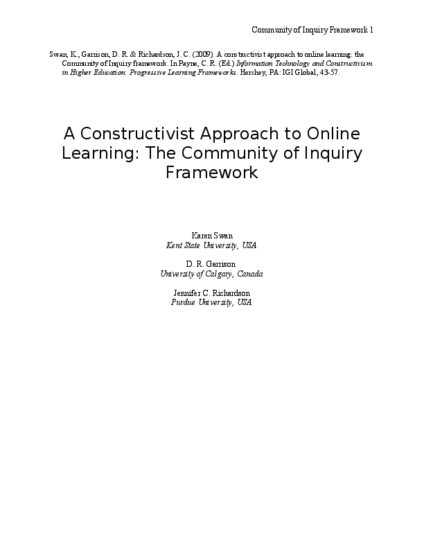 (DOC) A Constructivist Approach to Online Learning: The Community of ...