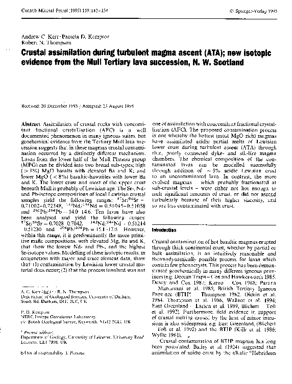 (PDF) Crustal assimilation during turbulent magma ascent (ATA); new ...