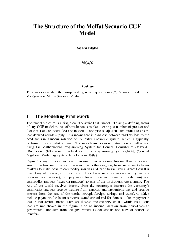 (PDF) The Structure of the Moffat Scenario CGE Model