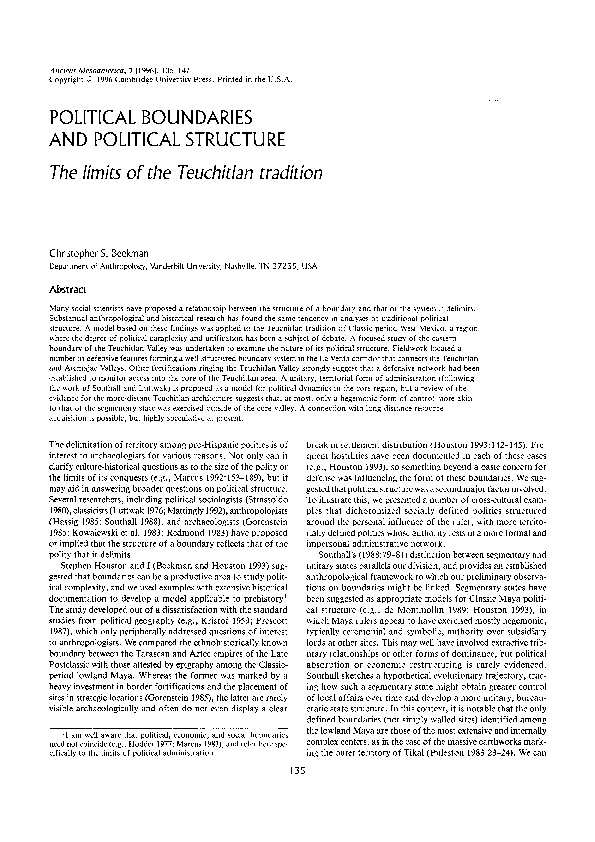 (PDF) Political Boundaries and Political Structure: The Limits of the ...