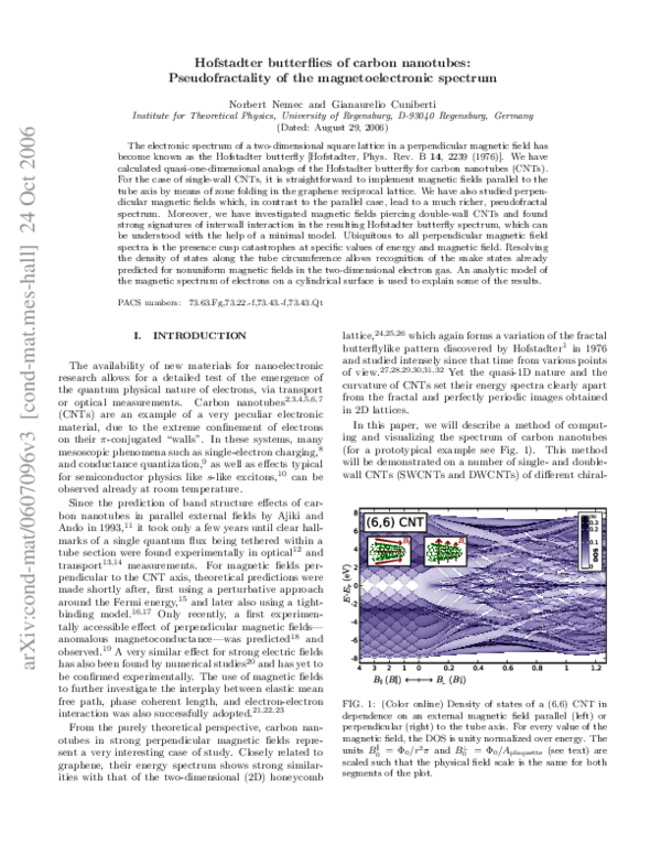 (PDF) Hofstadter Butterflies of Carbon Nanotubes: Pseudofractality of ...
