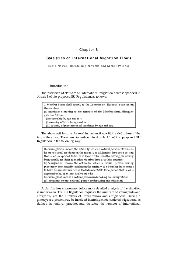 (PDF) Statistics on international migration flows
