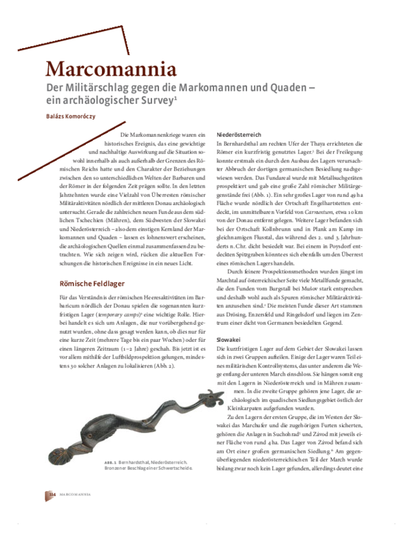 (PDF) Komoróczy Balázs, Marcomannia. Der Militärschlag gegen die ...