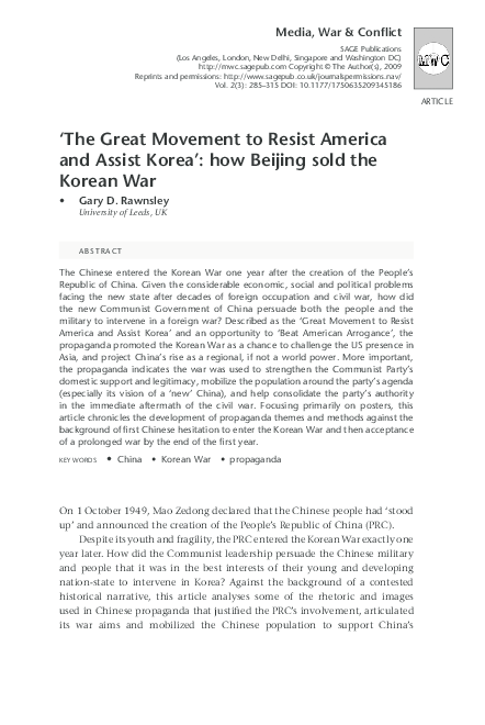 (PDF) “The Great Movement to Resist America and Assist Korea”: How ...
