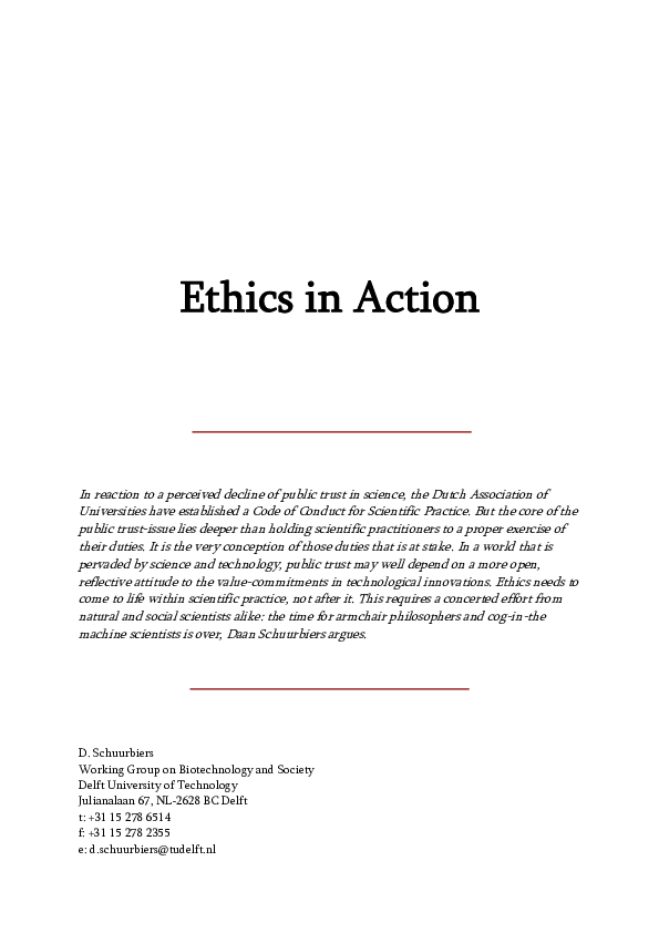 (PDF) Ethics in Action