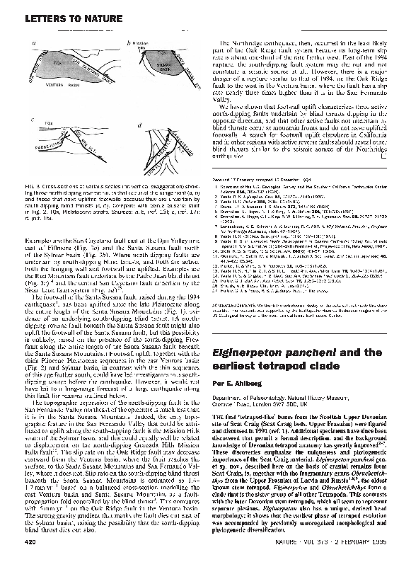 (PDF) Elginerpeton Pancheni and the Earliest Tetrapod Clade