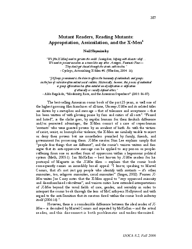 (PDF) Mutant Readers, Reading Mutants: Appropriation, Assimilation, and ...