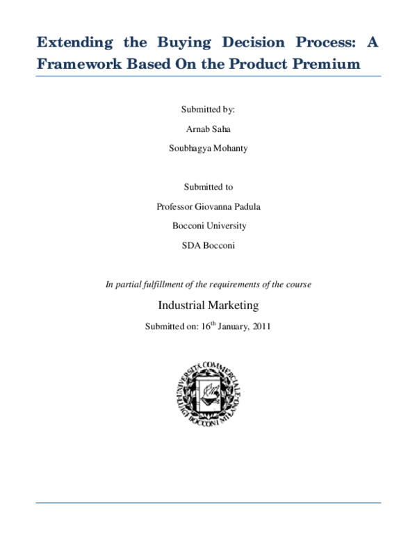 (PDF) Extending the Organizational Buying Decision Process: A Framework ...