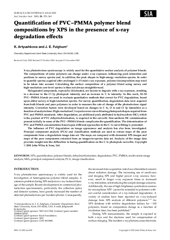 (PDF) Quantification of PVC-PMMA polymer blend compositions by XPS in ...
