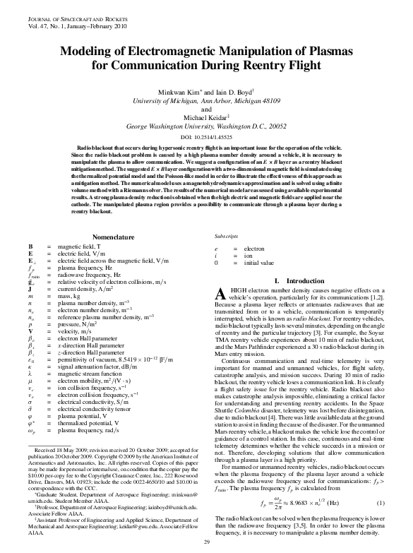 (PDF) Modeling of Electromagnetic Manipulation of Plasmas