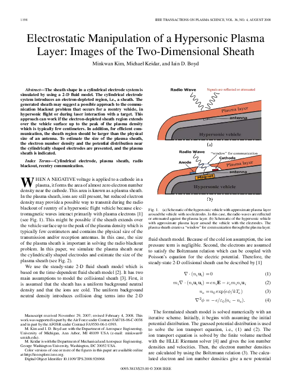 (PDF) Electrostatic manipulation of a hypersonic plasma layer: images ...