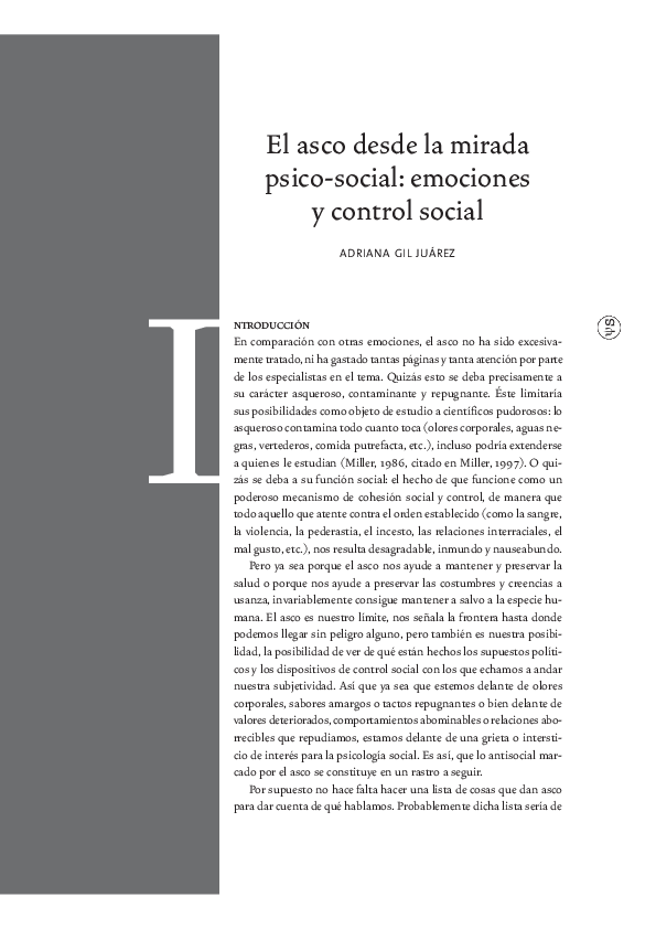 Pdf El Asco Desde La Mirada Psicosocial Emociones Y Control Social