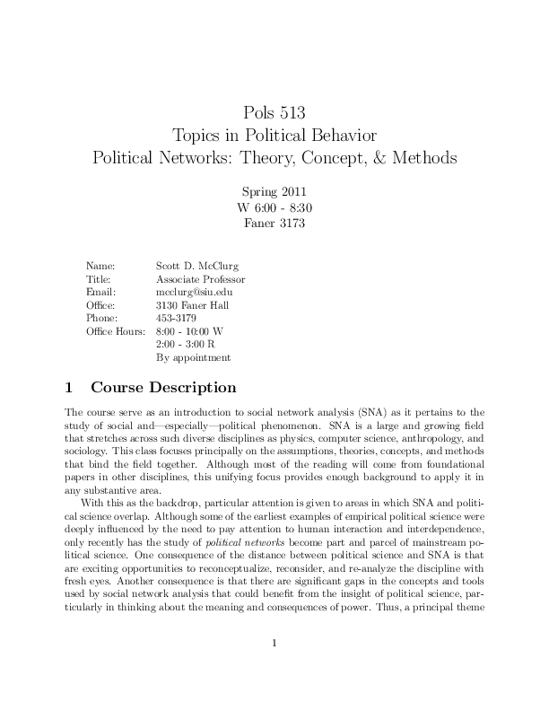 (PDF) Political Networks: Theory, Concepts, and Methods