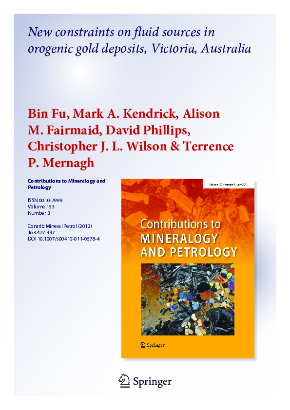 (PDF) New Constraints on Fluid Sources in Orogenic Gold Deposits, Victoria, Australia