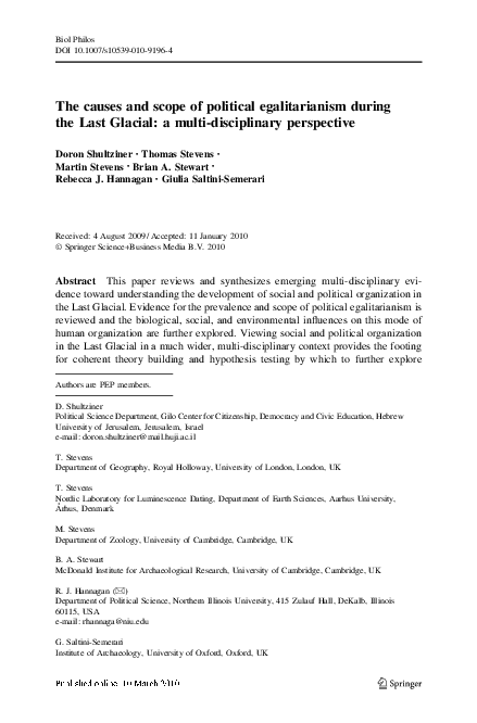 (PDF) The causes and scope of political egalitarianism during the Last ...