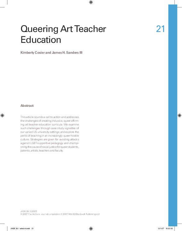 (PDF) Queering Art Teacher Education