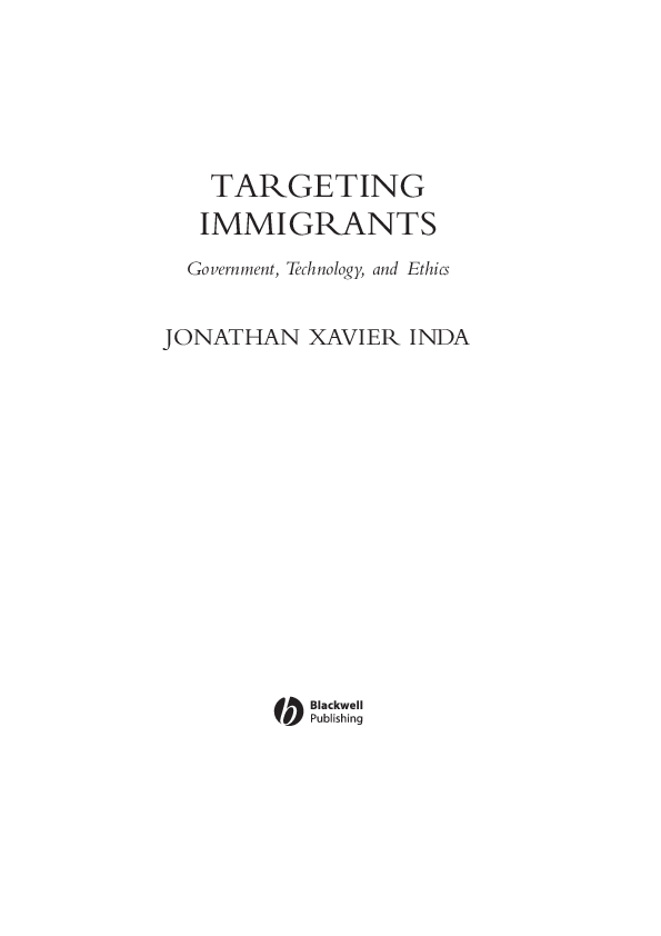 (PDF) Targeting Immigrants: Government, Technology, and Ethics
