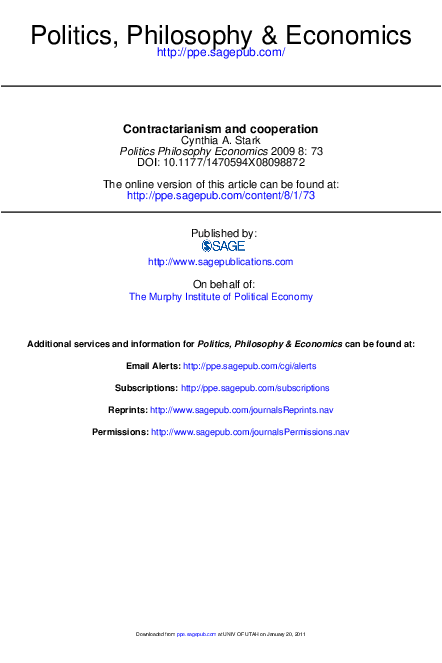 (PDF) Contractarianism and Cooperation
