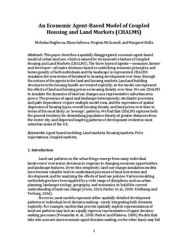 (PDF) An Economic Agent-Based Model of Coupled Housing and Land Markets ...