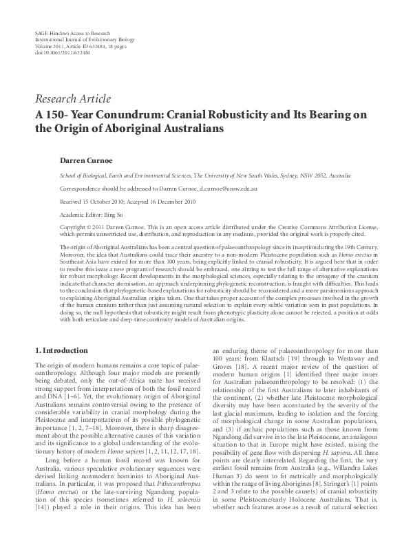 (PDF) A 150- Year Conundrum: Cranial Robusticity and Its Bearing on the ...