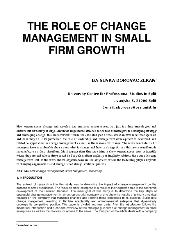 (DOC) THE ROLE OF CHANGE MANAGEMENT IN SMALL FIRM GROWTH_FULL_PAPER