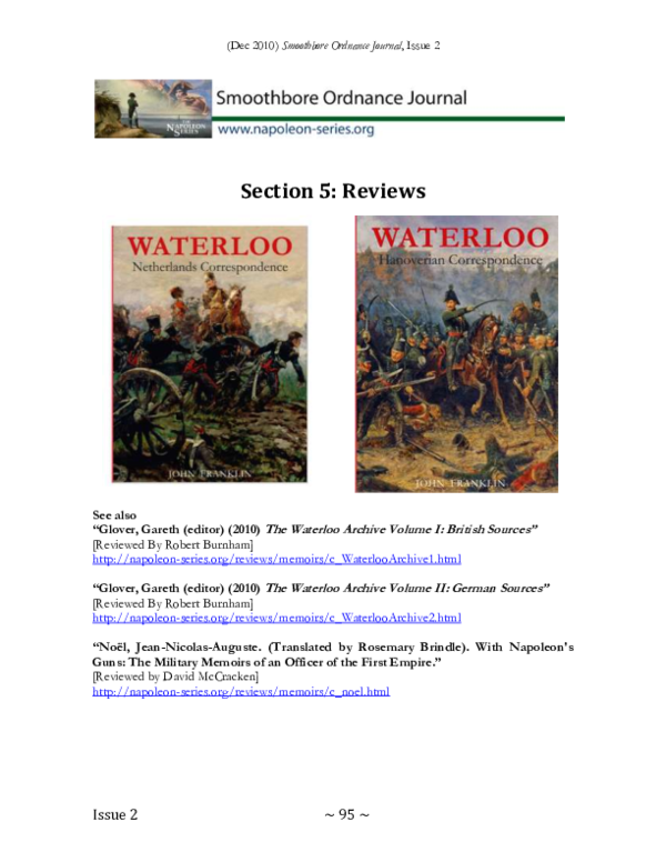 (PDF) Review of John Franklin (2010) Waterloo Hanoverian Correspondance ...