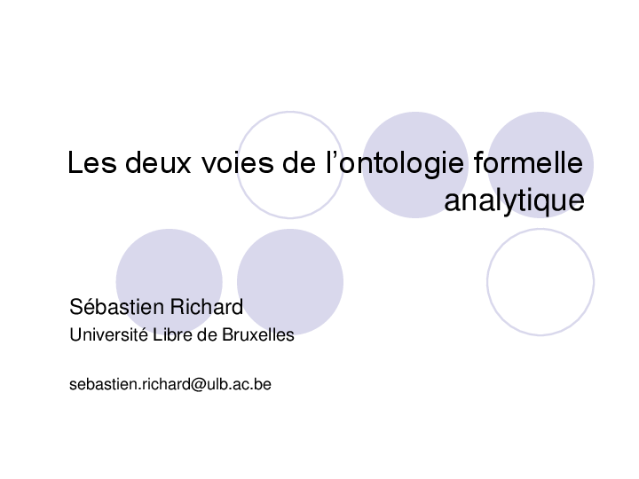 (PDF) Les deux voies de l'ontologie formelle contemporaine