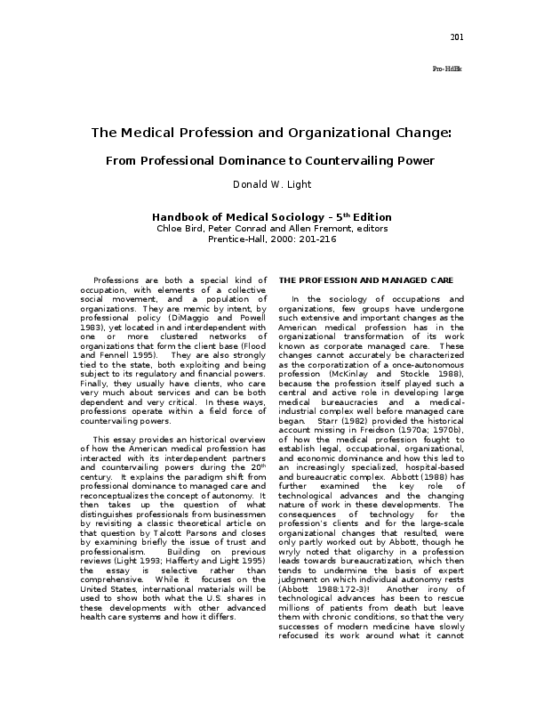 (DOC) The Medical Profession and Organizational Change: From ...