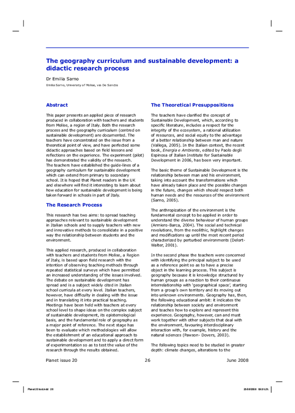 (PDF) The geography curriculum and sustainable development: a didactic ...