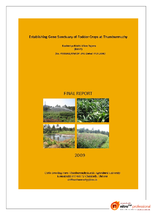 (PDF) Fodder Gene Sanctuary RKVY report 2010
