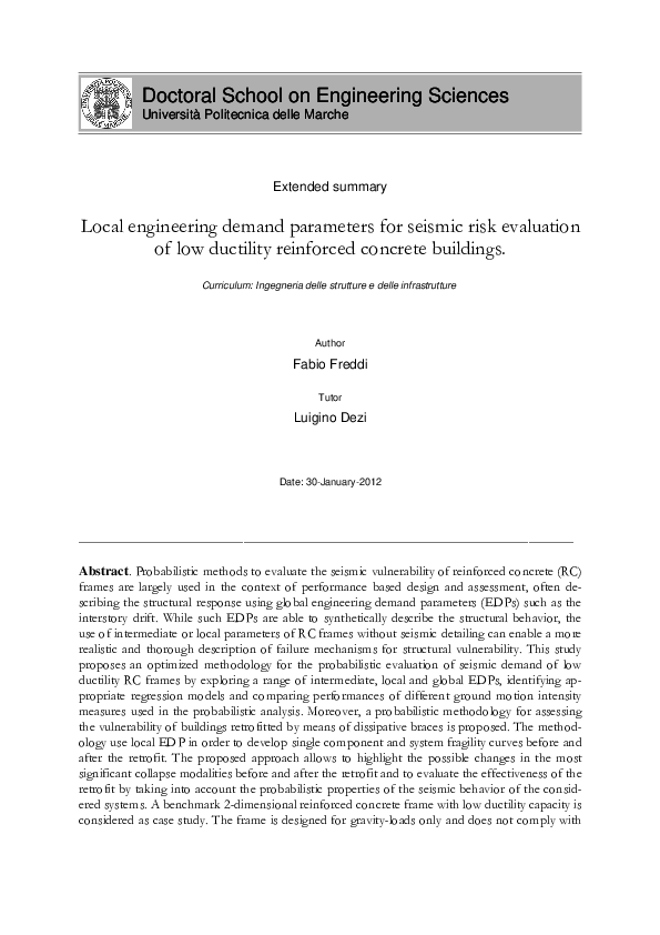 (PDF) Local engineering demand parameters for seismic risk evaluationof low ductility reinforced ...