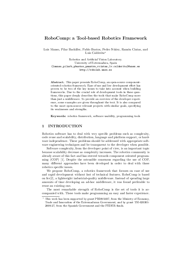 (PDF) RoboComp: A Tool-Based Robotics Framework