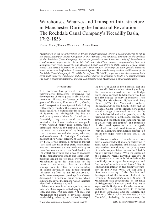 (PDF) Warehouses, Wharves and Transport Infrastructure In Manchester ...
