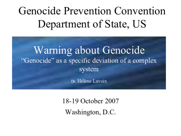 (PDF) Warning about Genocide - “Genocide” as a specific deviation of a ...
